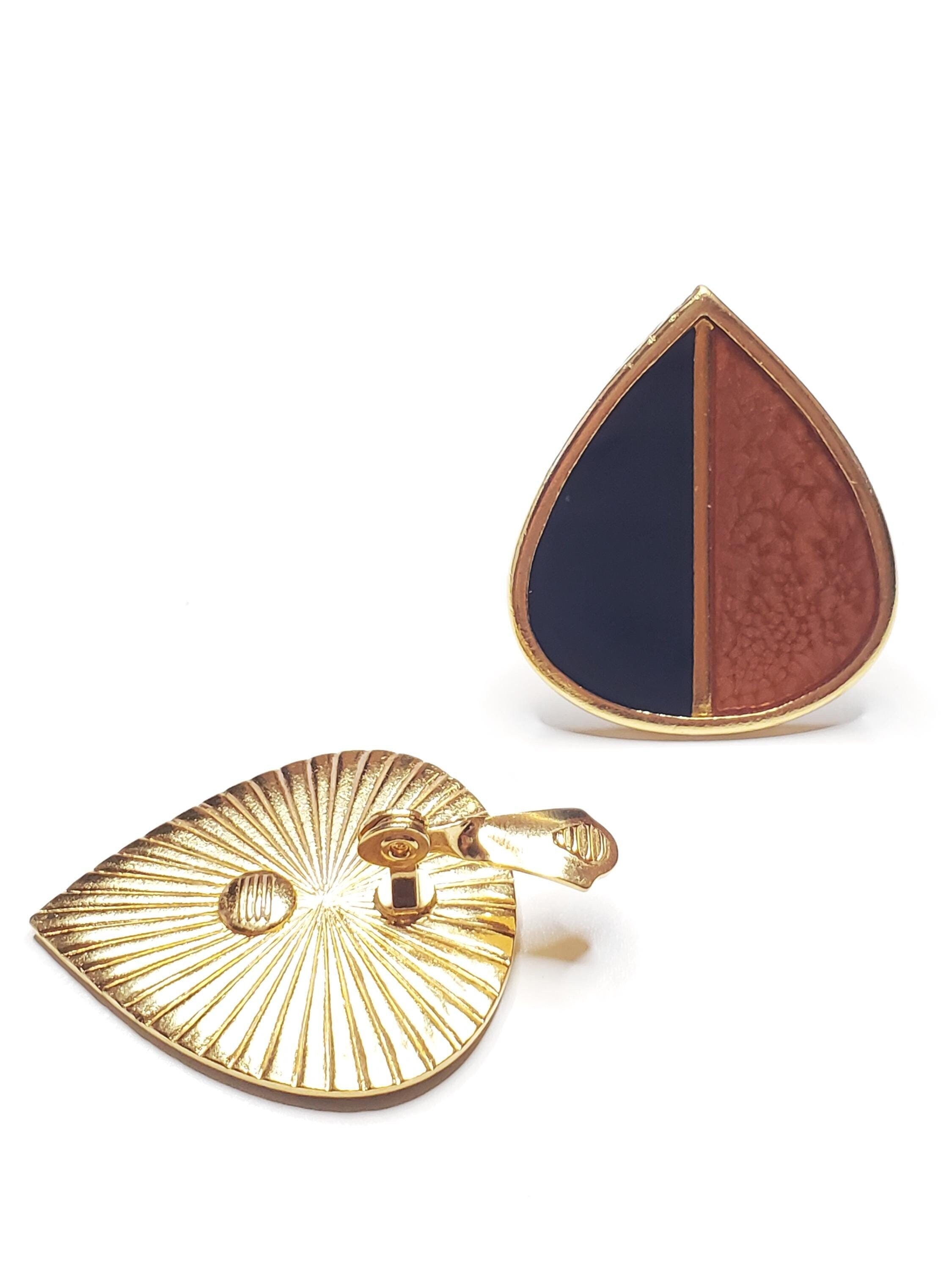 YSL Opium Collection Burnt Orange & Black Clip-on Earrings - Etsy