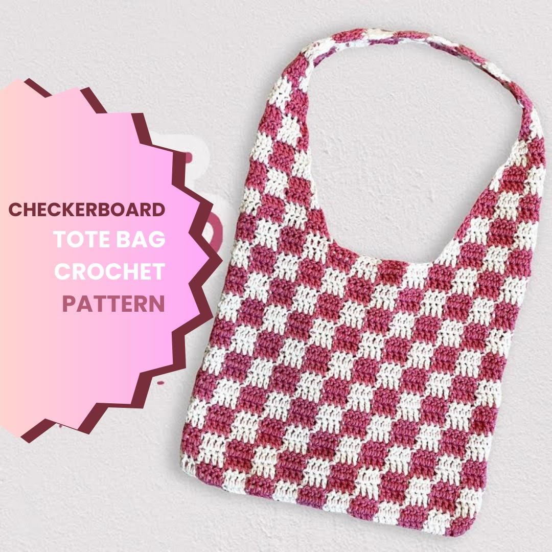 Crochet PATTERN Tote Bag, Pattern Tutorial PDF in English, EASY Crochet Pattern, Checkerboard ...