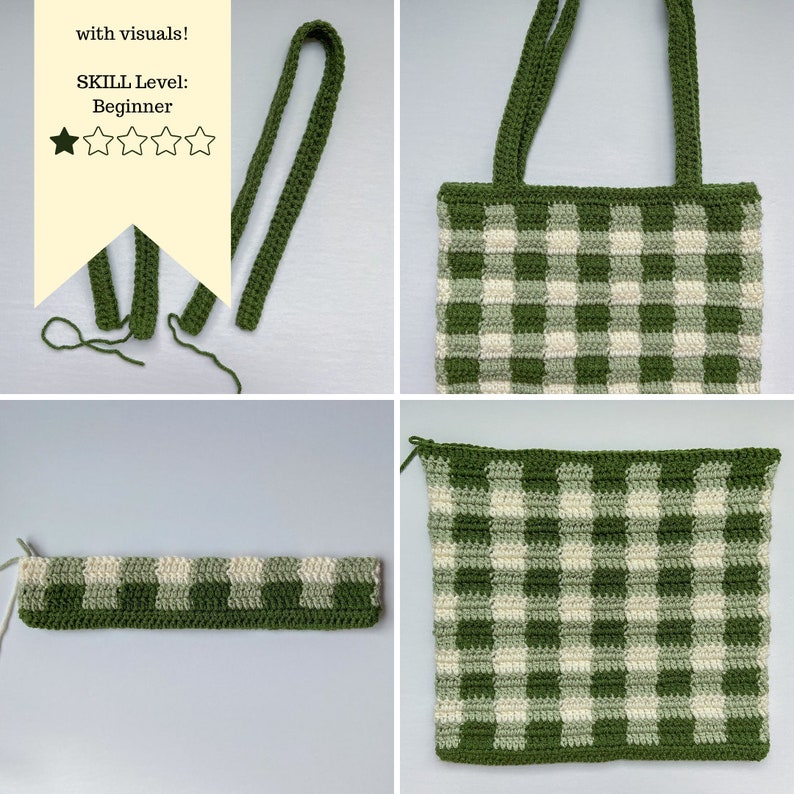 Crochet PATTERN Tote Bag, Checkered Tote Bag Pattern Tutorial PDF in ...