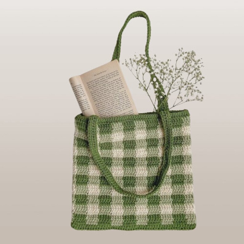 Checkered Crochet Tote Bag PATTERN: Easy Beginner Tutorial (PDF) - Etsy