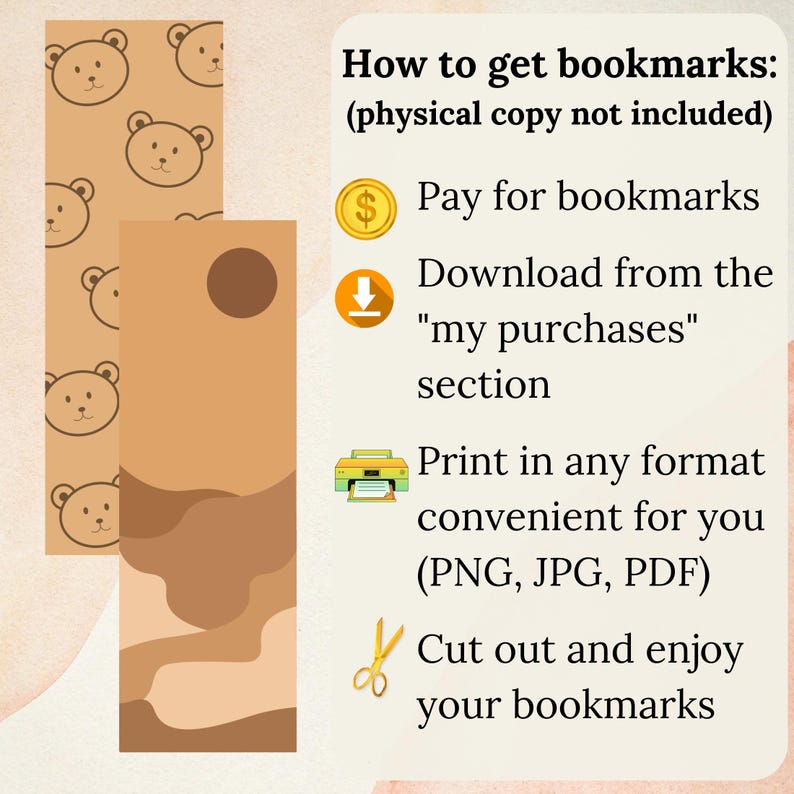 Bear Aesthetic Printable Bookmark - Beige Bookmark With Floral Art ...