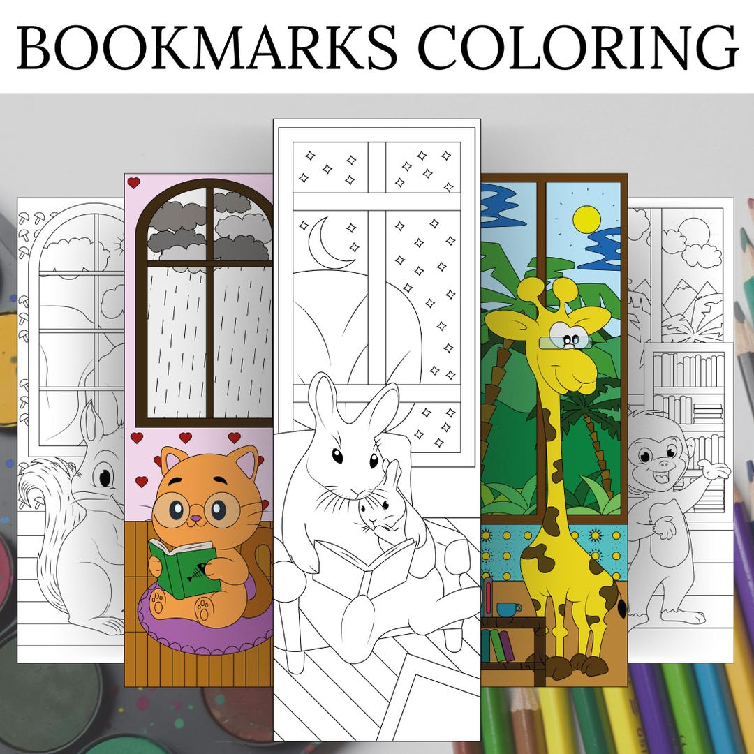 Printable Bookmarks Cute Animals, Kids Coloring Pages, Custom Bookmarks ...