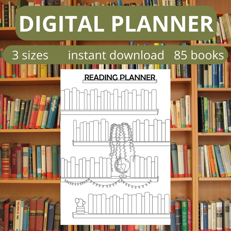 Book Planner Bookcase A4, A5, Letter Perfect for Book Lovers Instant ...