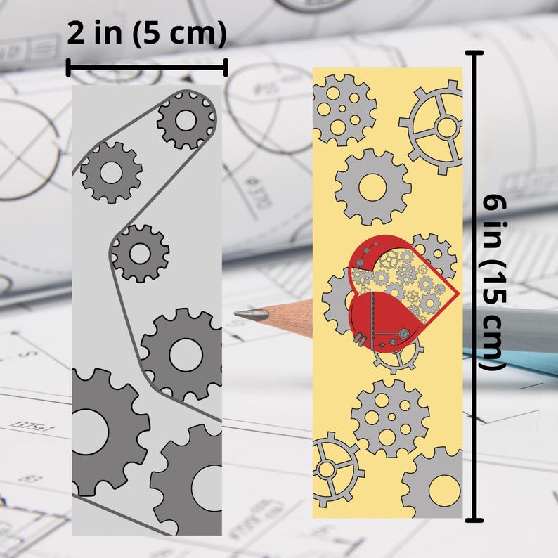 Steampunk Bookmark Gear Design Mechanical Art Printable Bookmark ...