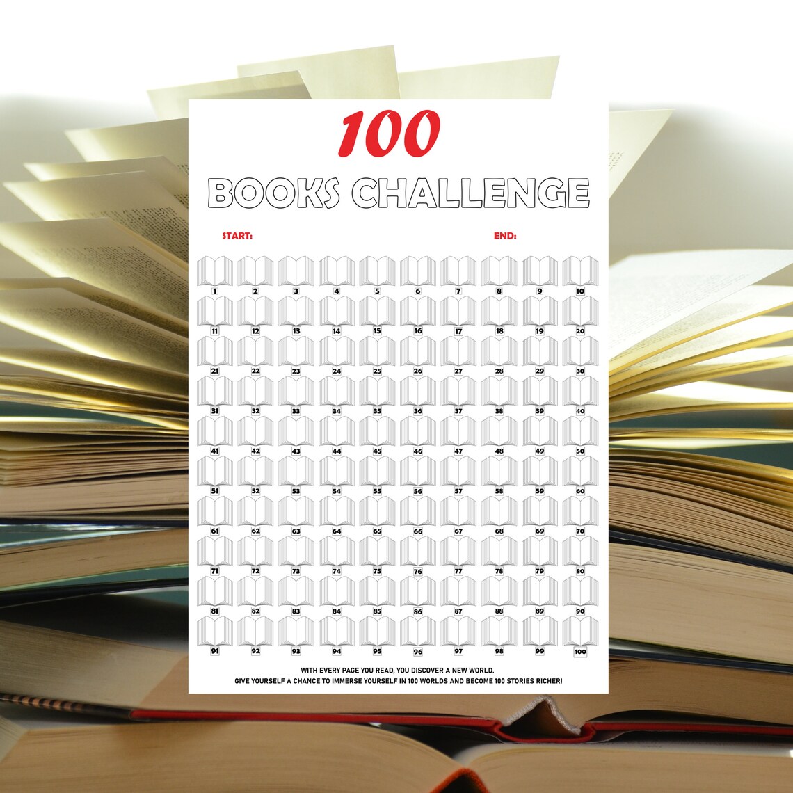 100 Books Challenge, Printable Reading Journal, Reading Tracker, Books ...