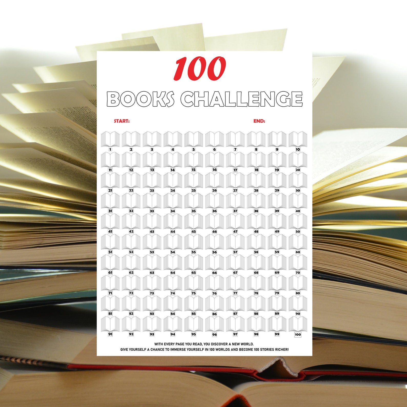 100 Books Challenge, Printable Reading Journal, Reading Tracker, Books ...