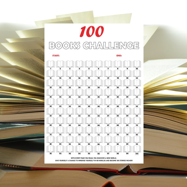 100 Books Challenge, Printable Reading Journal, Reading Tracker, Books ...
