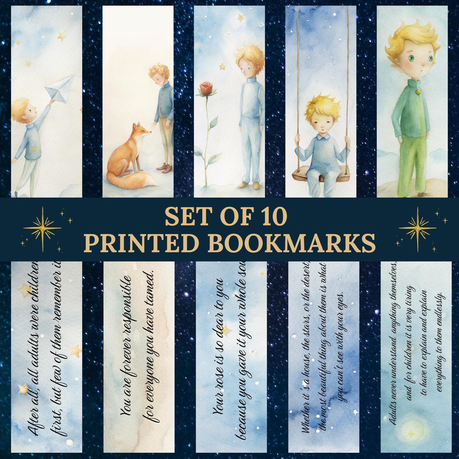 Set of 10 Printable Bookmarks "the Little Prince" for Valentine's Day ...