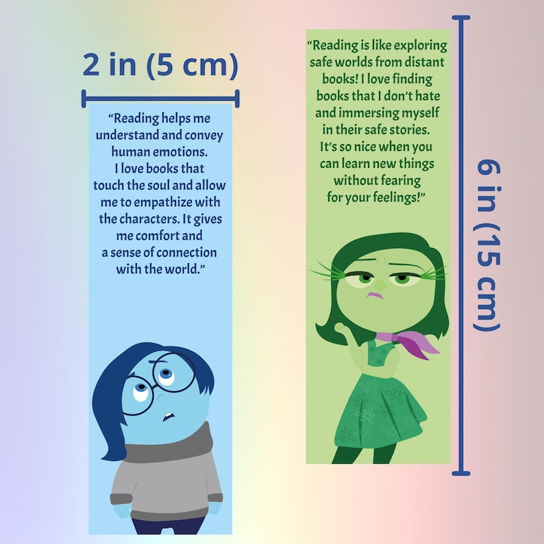 Inside Out Bookmark Set – Pixar Character Set – Joy Sadness Anger ...