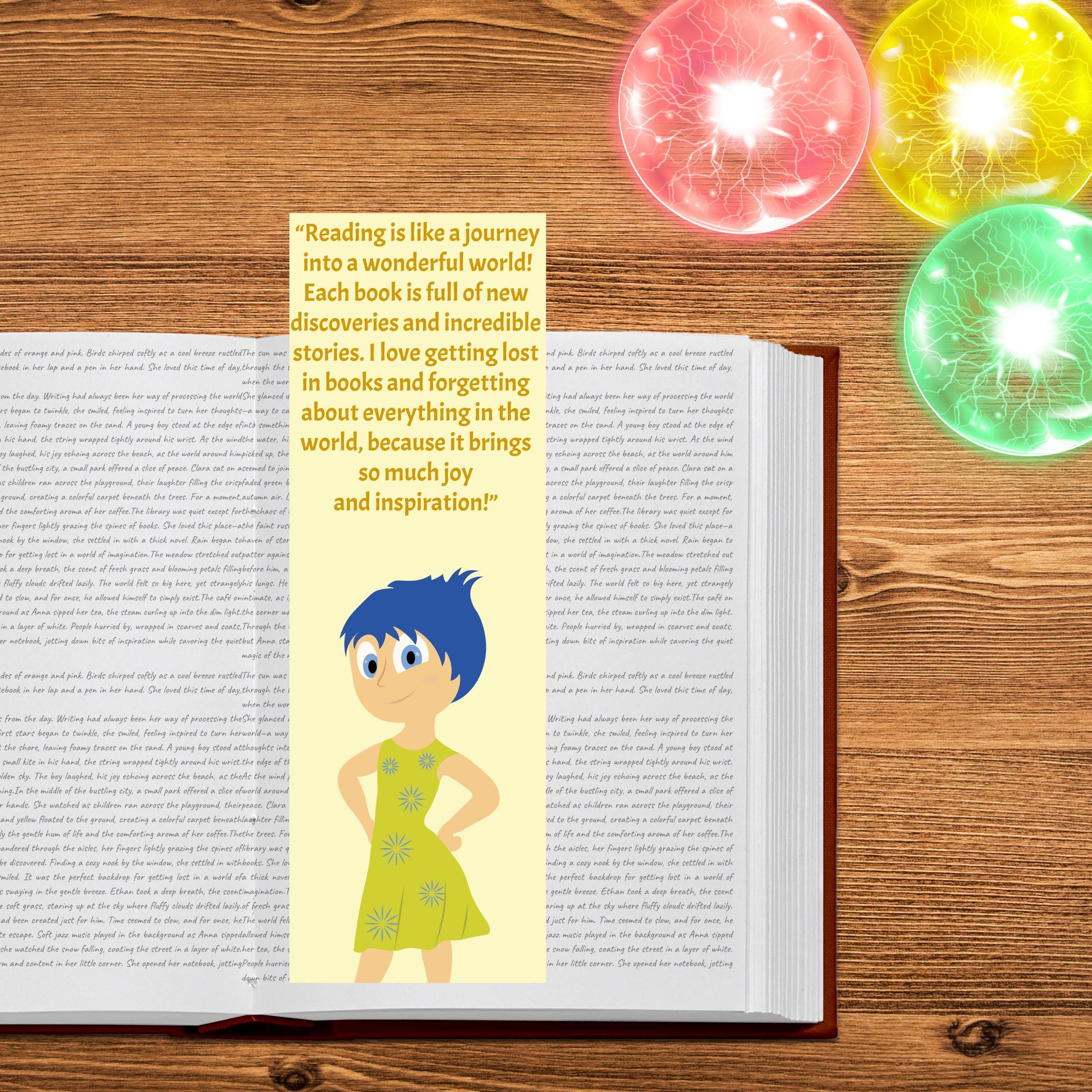 Inside Out Bookmark Set – Pixar Character Set – Joy Sadness Anger ...