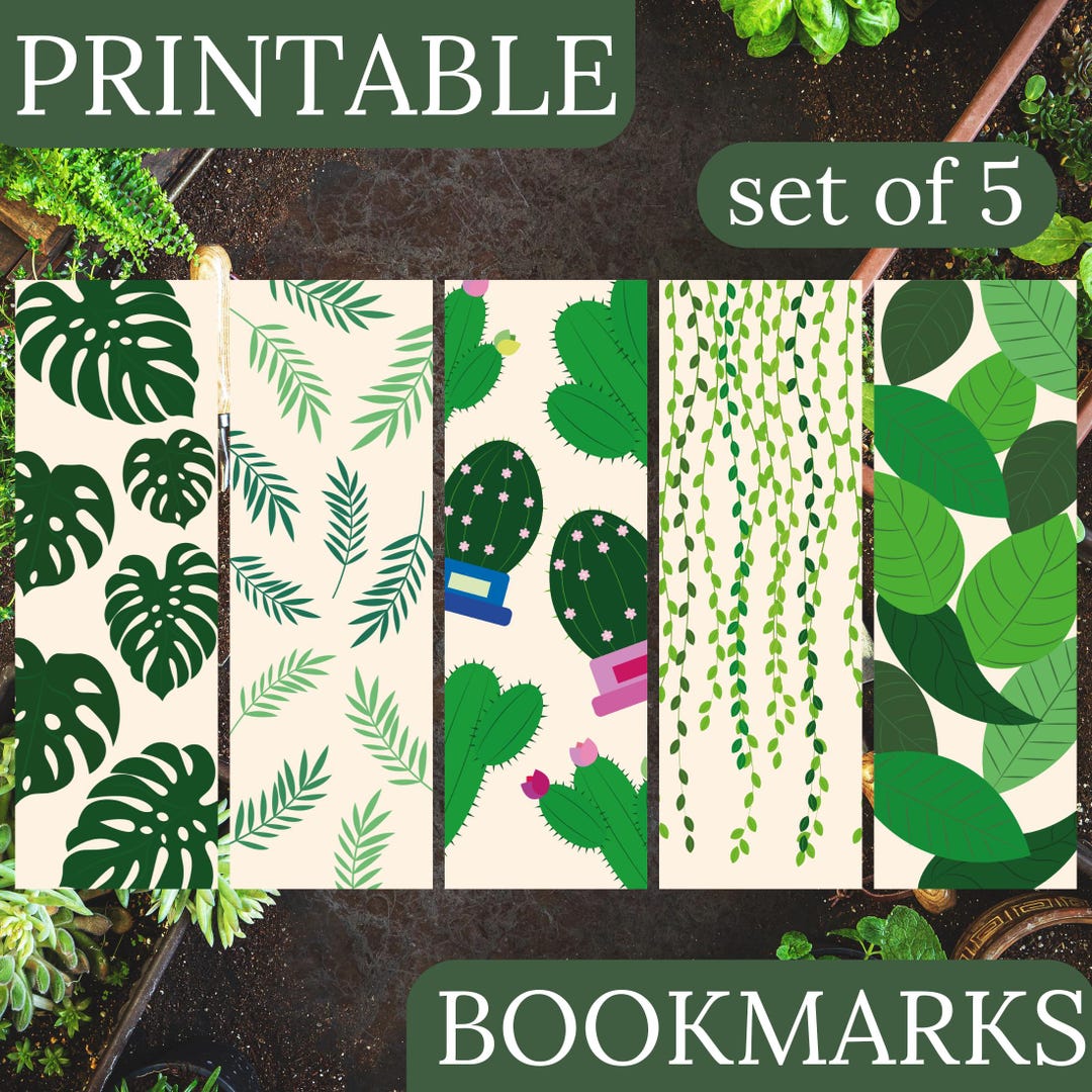 Printable Bookmark | Cactus Decor | Greenery Gift | Botanical ...