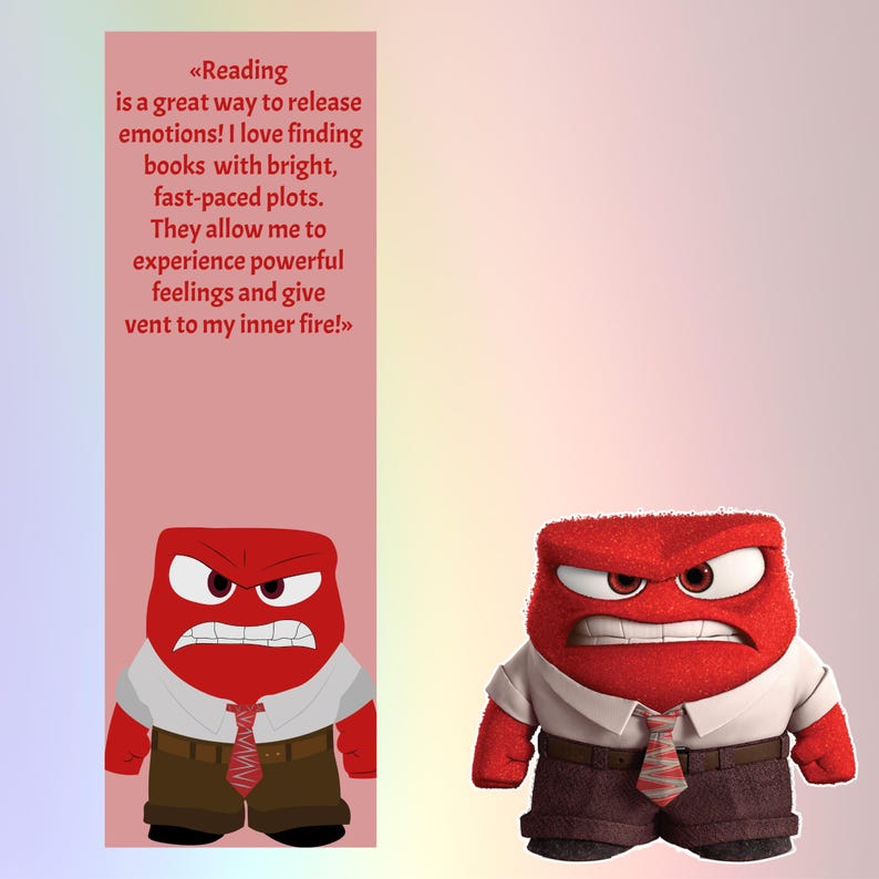 Inside Out Bookmark Set – Pixar Character Set – Joy Sadness Anger ...