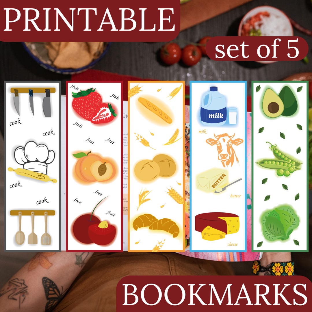Cooking Lover Gift - Kitchen Bookmarks Set With Food Art, Culinary ...