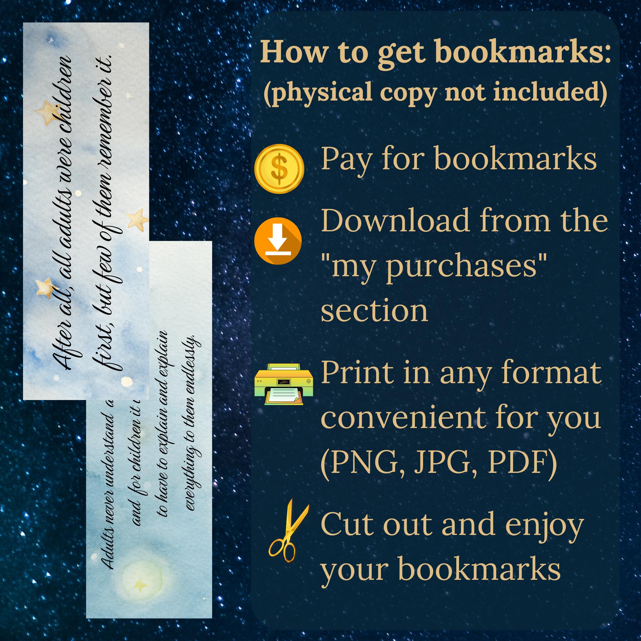 Set of 10 Printable Bookmarks "the Little Prince" for Valentine's Day ...
