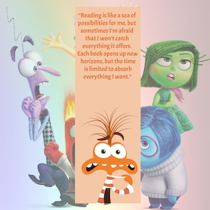 Digital Bookmarks 26 Inside Out Characters and Quotes Ideal Gift for ...