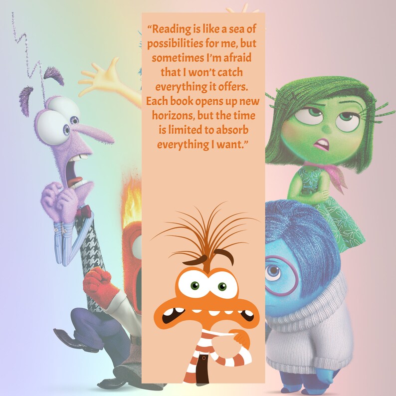 Digital Bookmarks 26 Inside Out Characters and Quotes Ideal Gift for ...