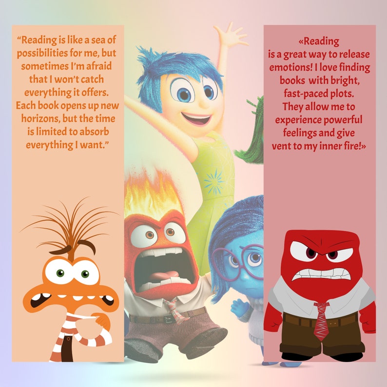 Digital Bookmarks 26 Inside Out Emotions Set of 10 Perfect Gift for ...