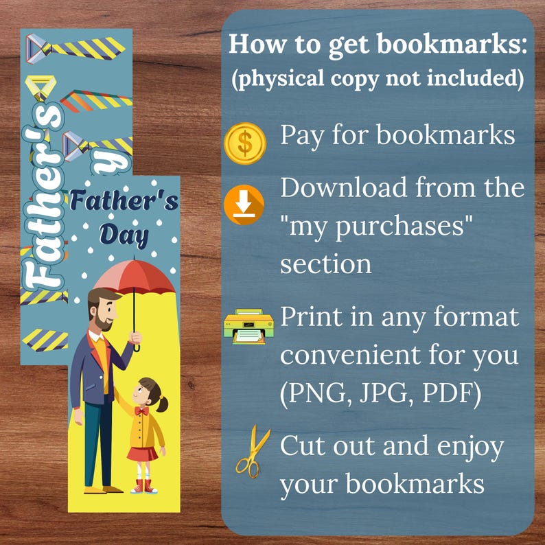 Cute Printable Bookmark Png - First Fathers Day Sentimental Gifts From ...