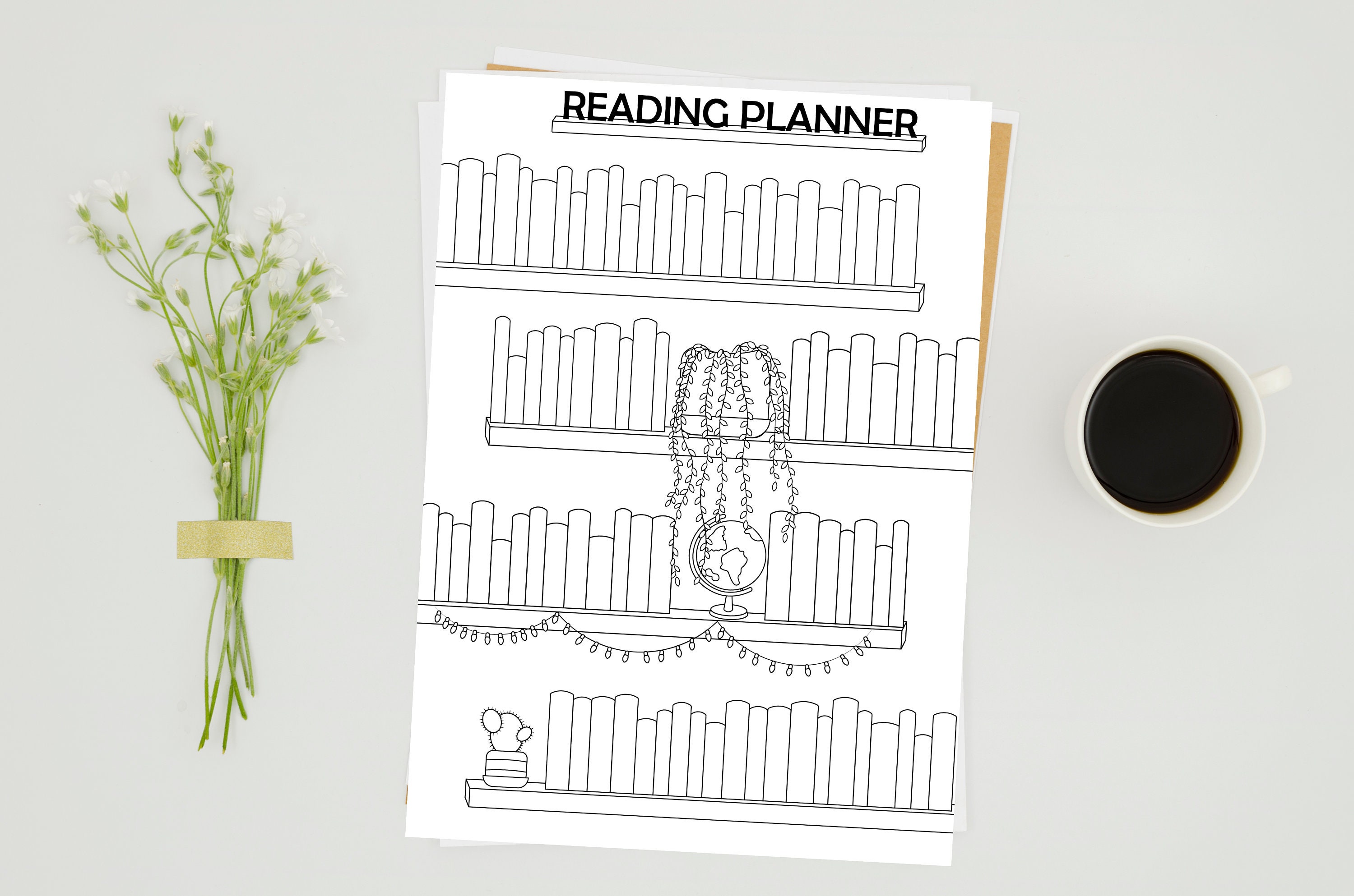 Book Planner Bookcase A4, A5, Letter Perfect for Book Lovers Instant ...