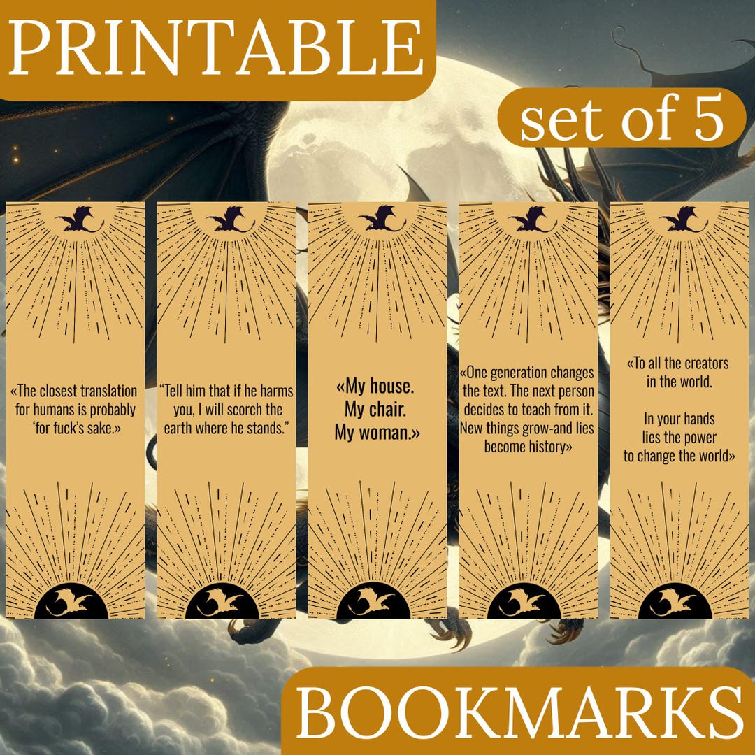 Iron Flame Bookmarks Set - Fantasy Book Quotes, Dark Designs Inspired ...
