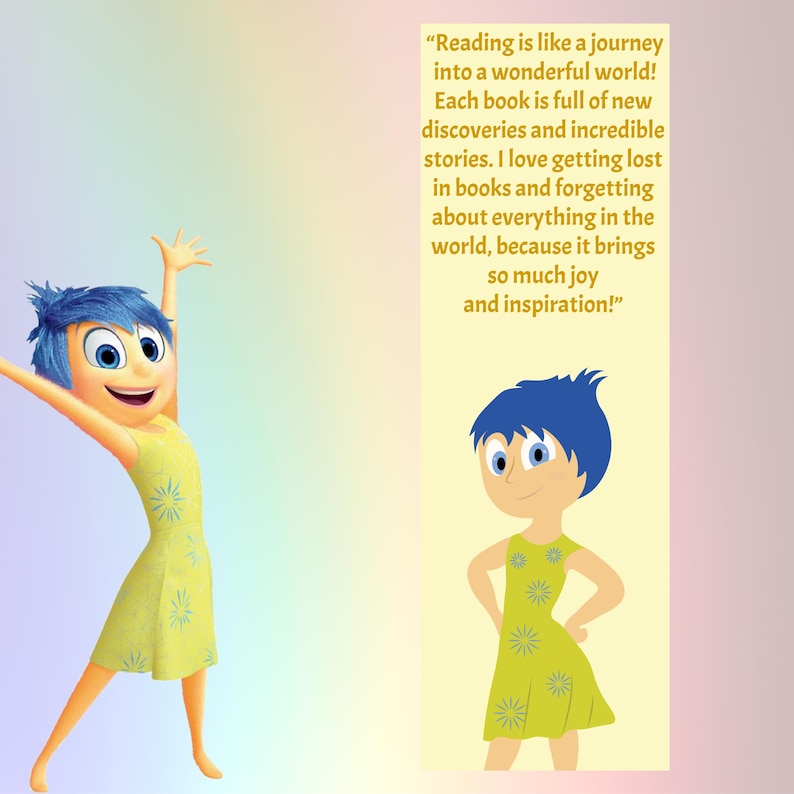 Inside Out Bookmark Set – Pixar Character Set – Joy Sadness Anger ...