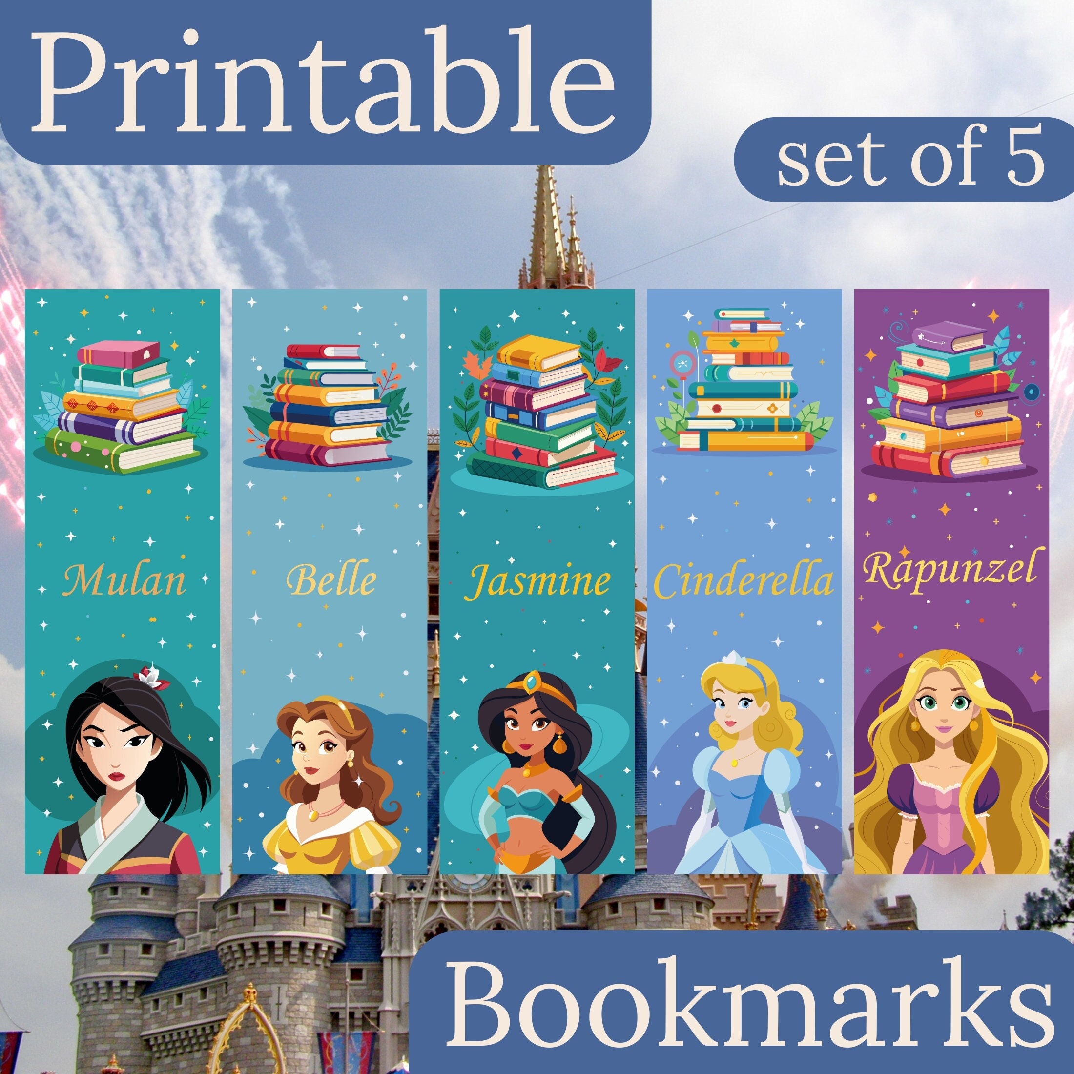 Printable Bookmarks 26 Disney Princess Perfect Gift for Disney Fans ...