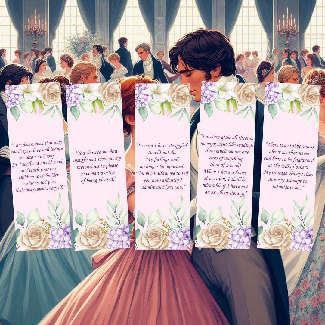 Digital Bookmarks 26 Jane Austen's Pride and Prejudice Quotes Instant ...