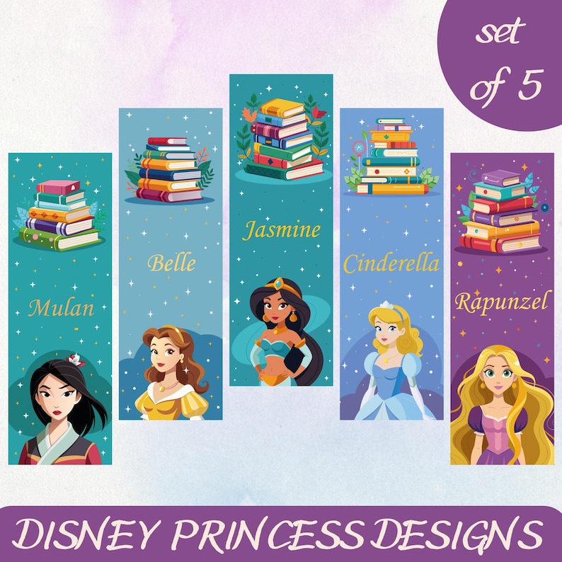 Disney Princess Printable Bookmarks - Gift for Kid Book Lovers, Disney ...
