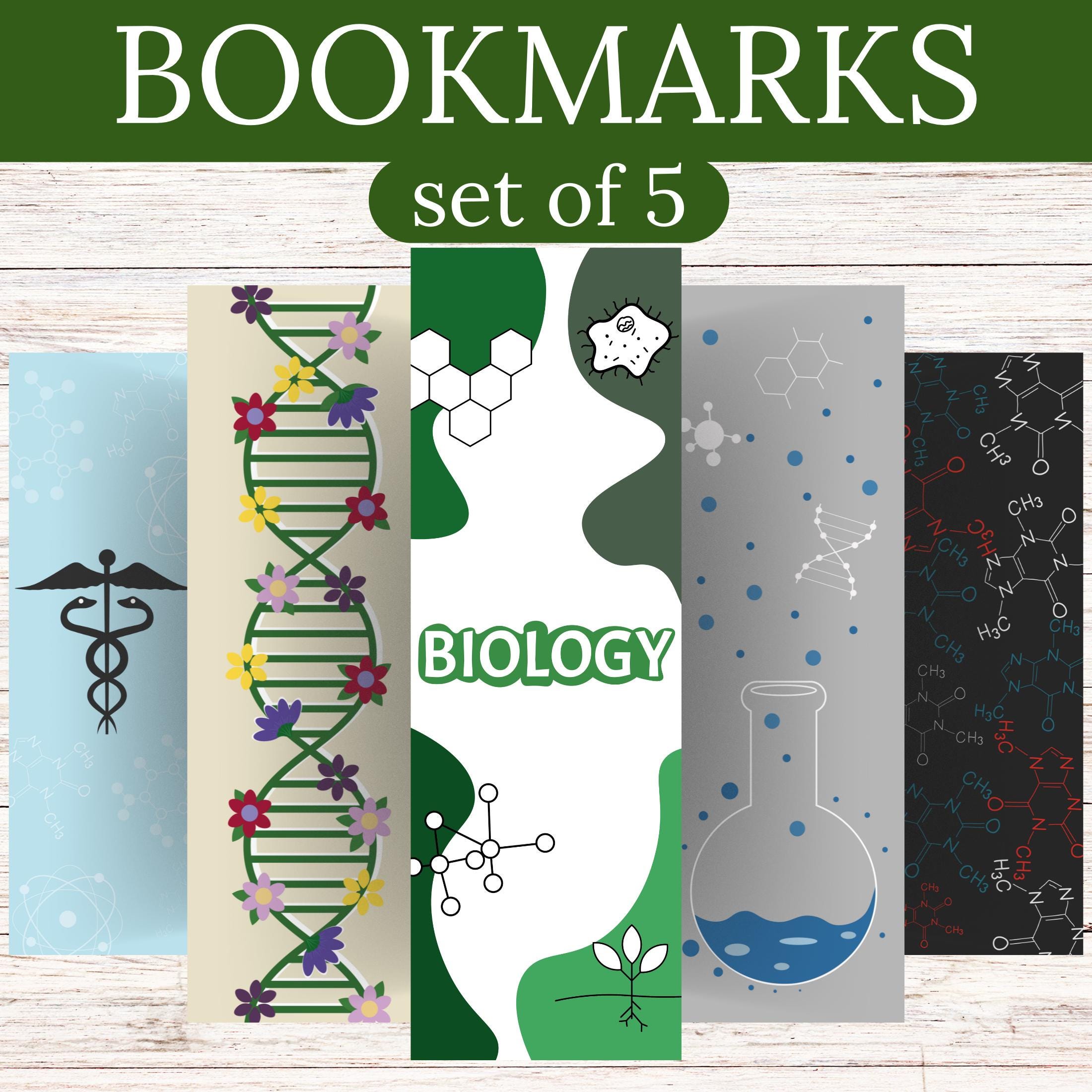 Printable Cute Bookmarks for School – Funny Biology Bookmark Set ...