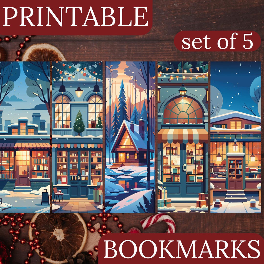 Winter Bookmarks Set - Printable Bookmarks With Cozy Winter Art, Snowy ...