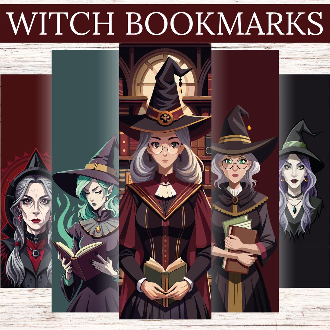Witch Printable Bookmarks, Cute Fantasy Bookmark With Pumpkin, Fall ...
