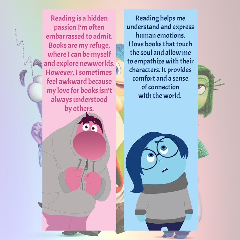 Inside Out Digital Bookmarks Set of 10 - Gift for Pixar Fans, Kids ...
