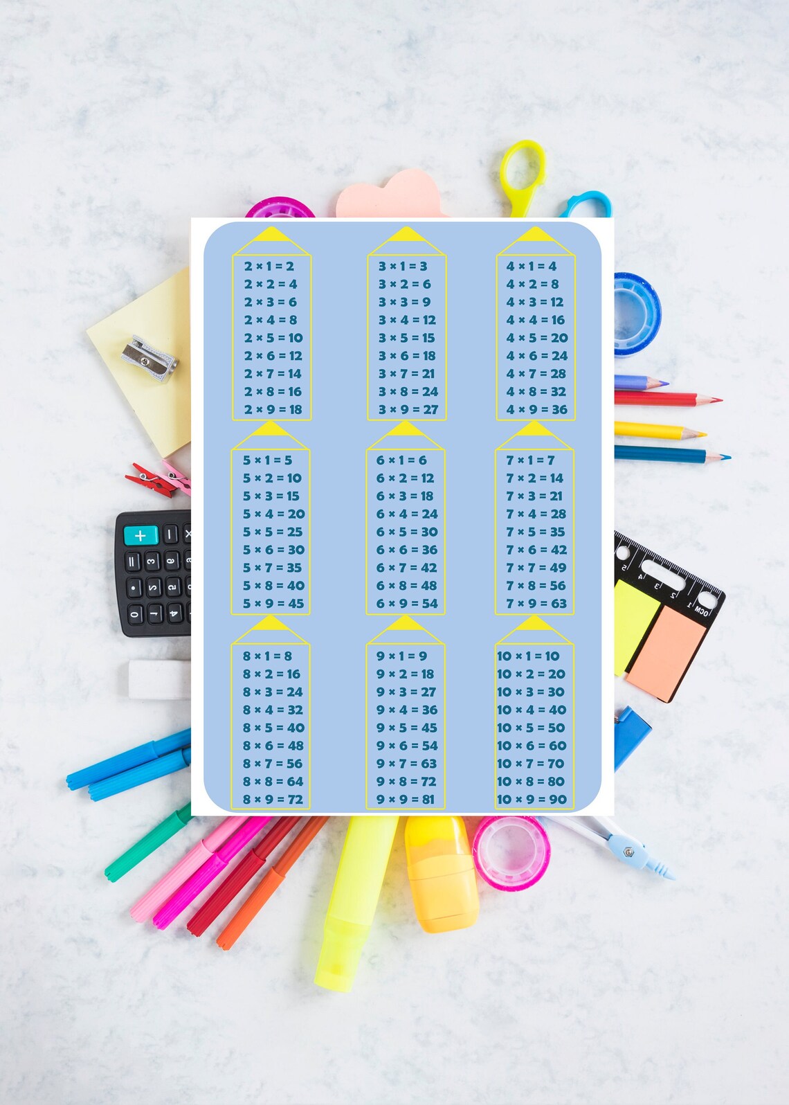 Multiplication Table Bookmarks With Multiplication Table Multiplication ...