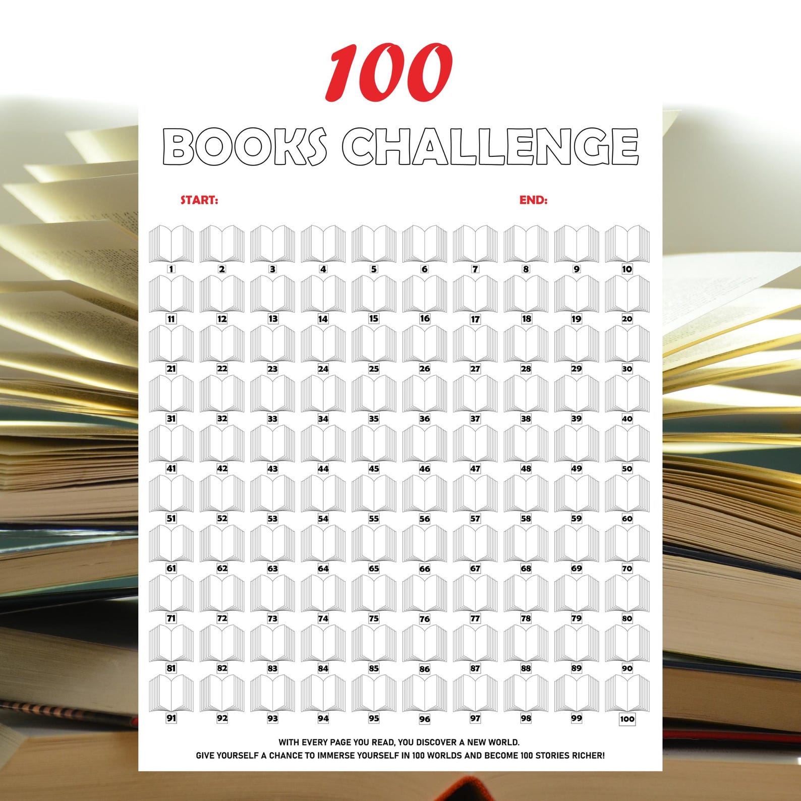 100 Books Reading Tracker Printable | Book Tracker Template | Reading ...