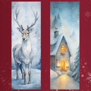 Winter Bookmarks Set - Cozy Watercolor Winter Art, Printable Christmas ...