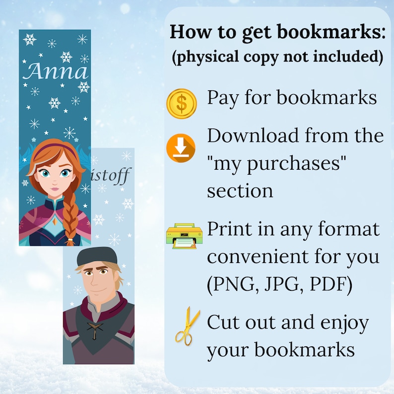 Digital Bookmarks 2*6 - Frozen Collection - Perfect Gift for Disney ...