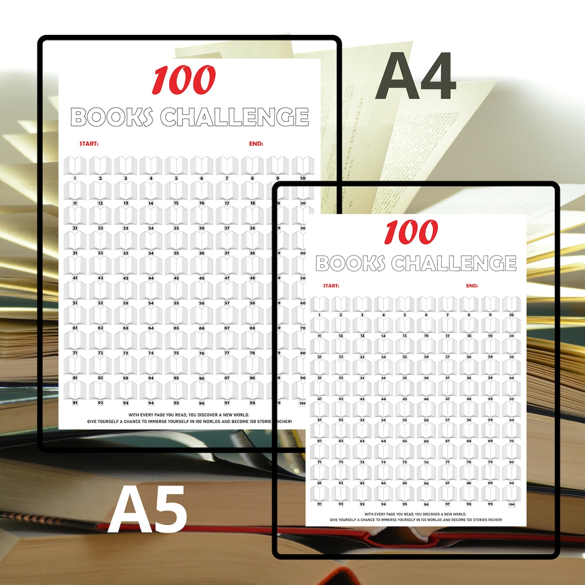 100 Books Challenge, Printable Reading Journal, Reading Tracker, Books ...