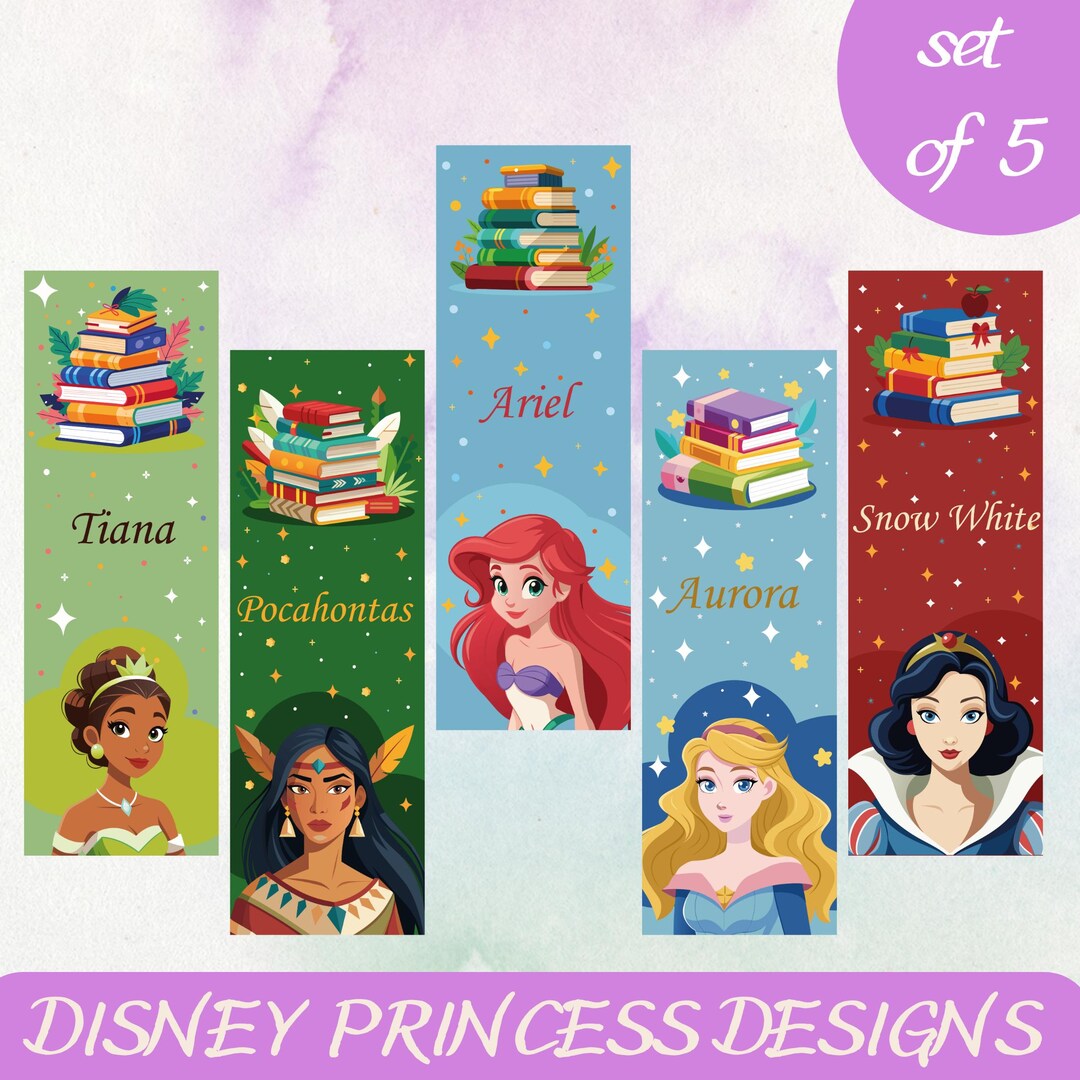 Printable Bookmarks Set - Gift for Disney Princess Fans - Instant ...