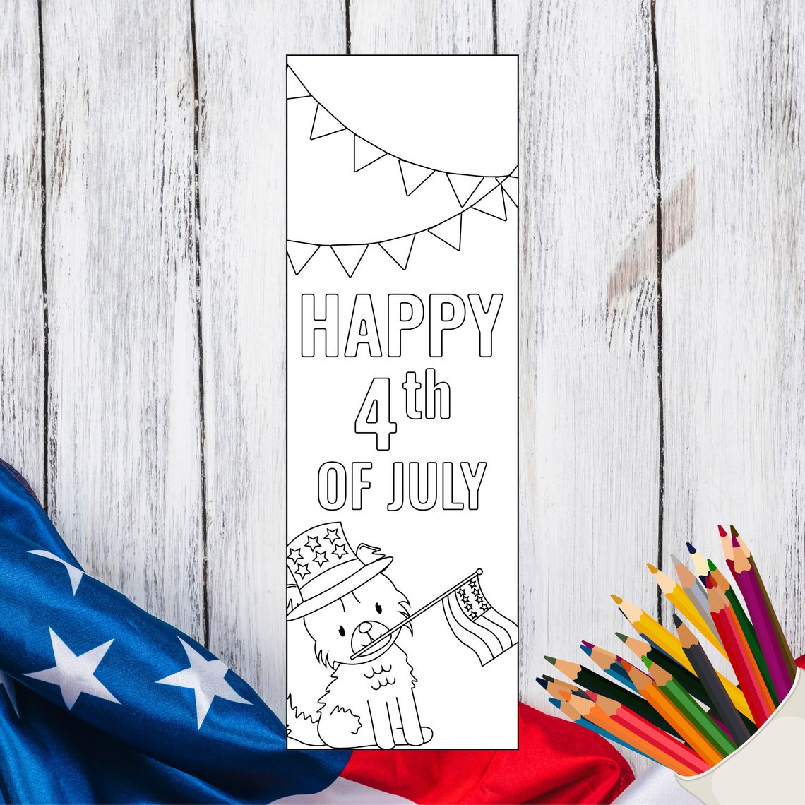 Patriotic Digital Coloring Bookmarks Independence Day Instant Printable ...