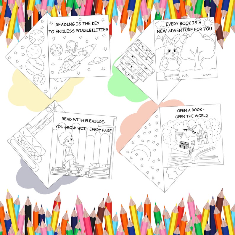 Digital Corner Coloring Bookmarks for Kids: Colorful Motivation for ...