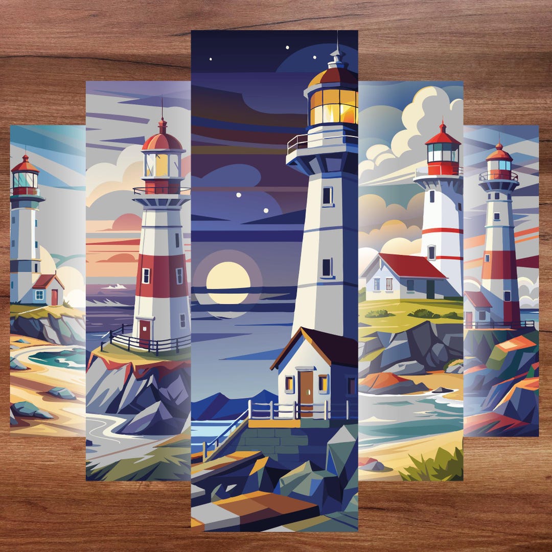 Printable Bookmarks Lighthouse, Cute Custom Bookmark PNG, Book Club ...