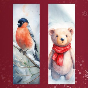 Winter Bookmarks Set - Cozy Watercolor Winter Art, Printable Christmas ...