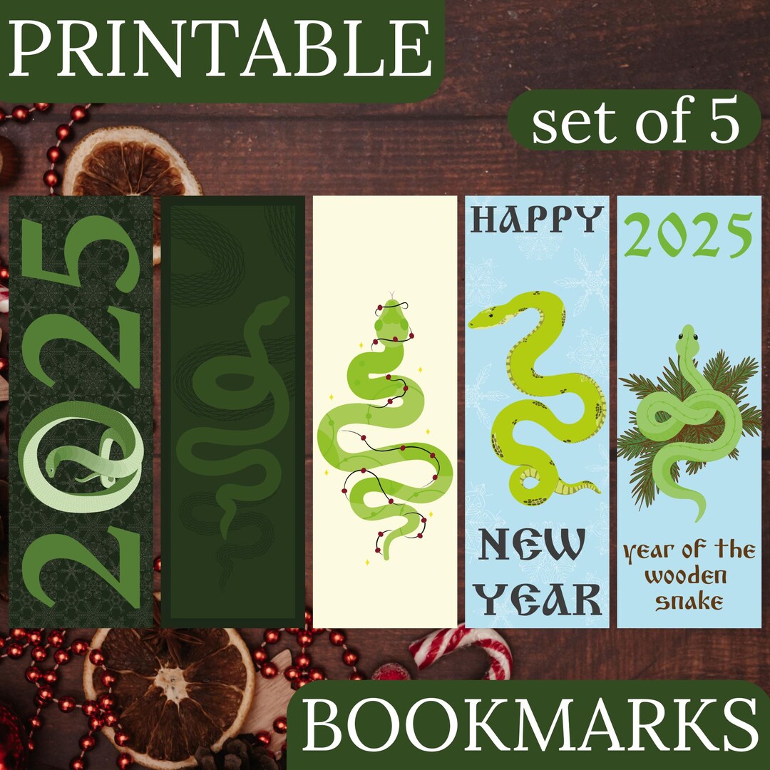 2025 Snake Bookmarks | Year of the Snake Printable Gift | Chinese ...