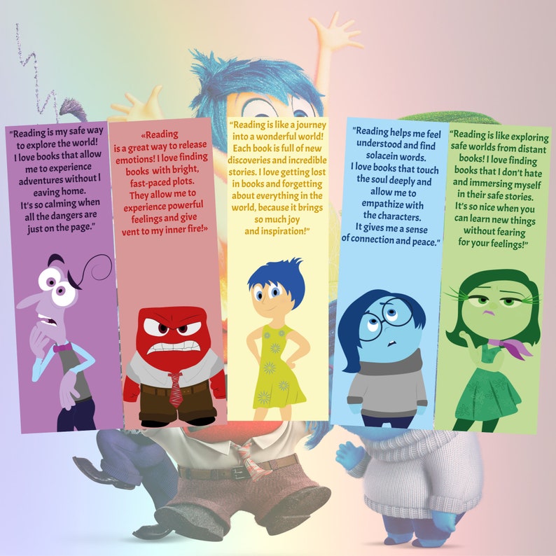 Digital Bookmarks 26 Inside Out Characters With Quotes Instant Print ...