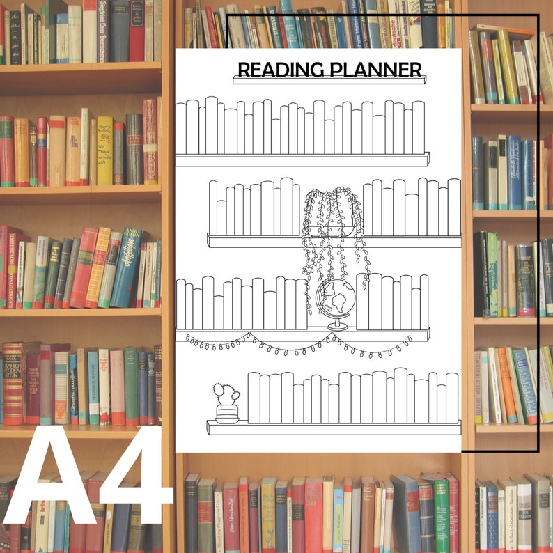 Book Planner Bookcase A4, A5, Letter Perfect for Book Lovers Instant ...