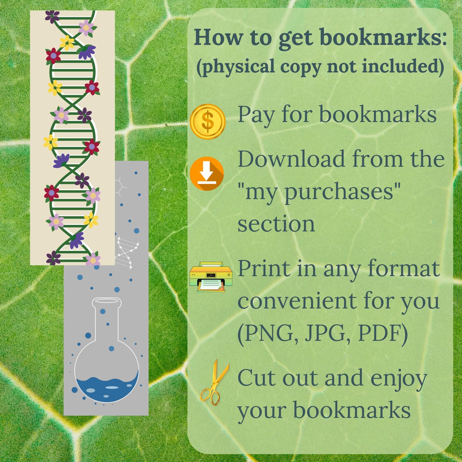 Printable Bookmarks 2x6 Biology & Nature Themes Perfect Gift for ...