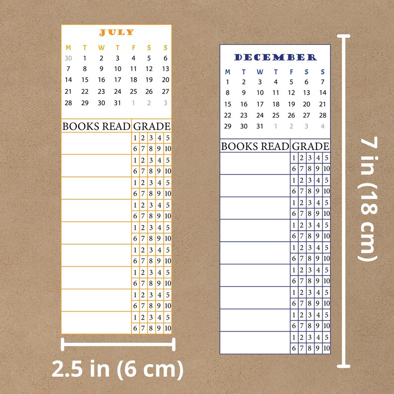 2025 Monthly Bookmark Calendar - Printable Tracker Set With Reading ...