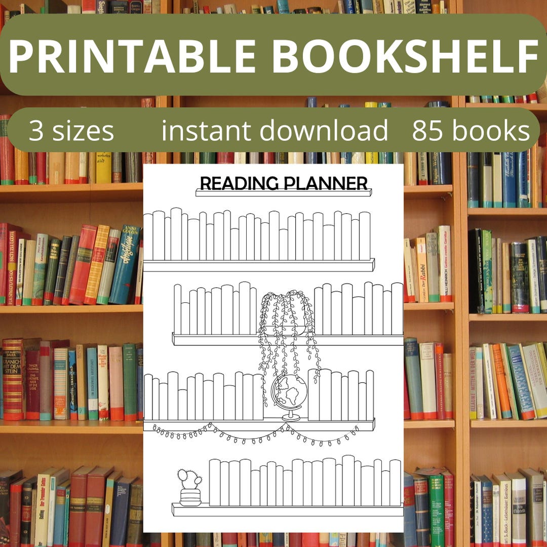Black White Bookshelf Template - Printable Bookshelf Drawing, Bookcase ...
