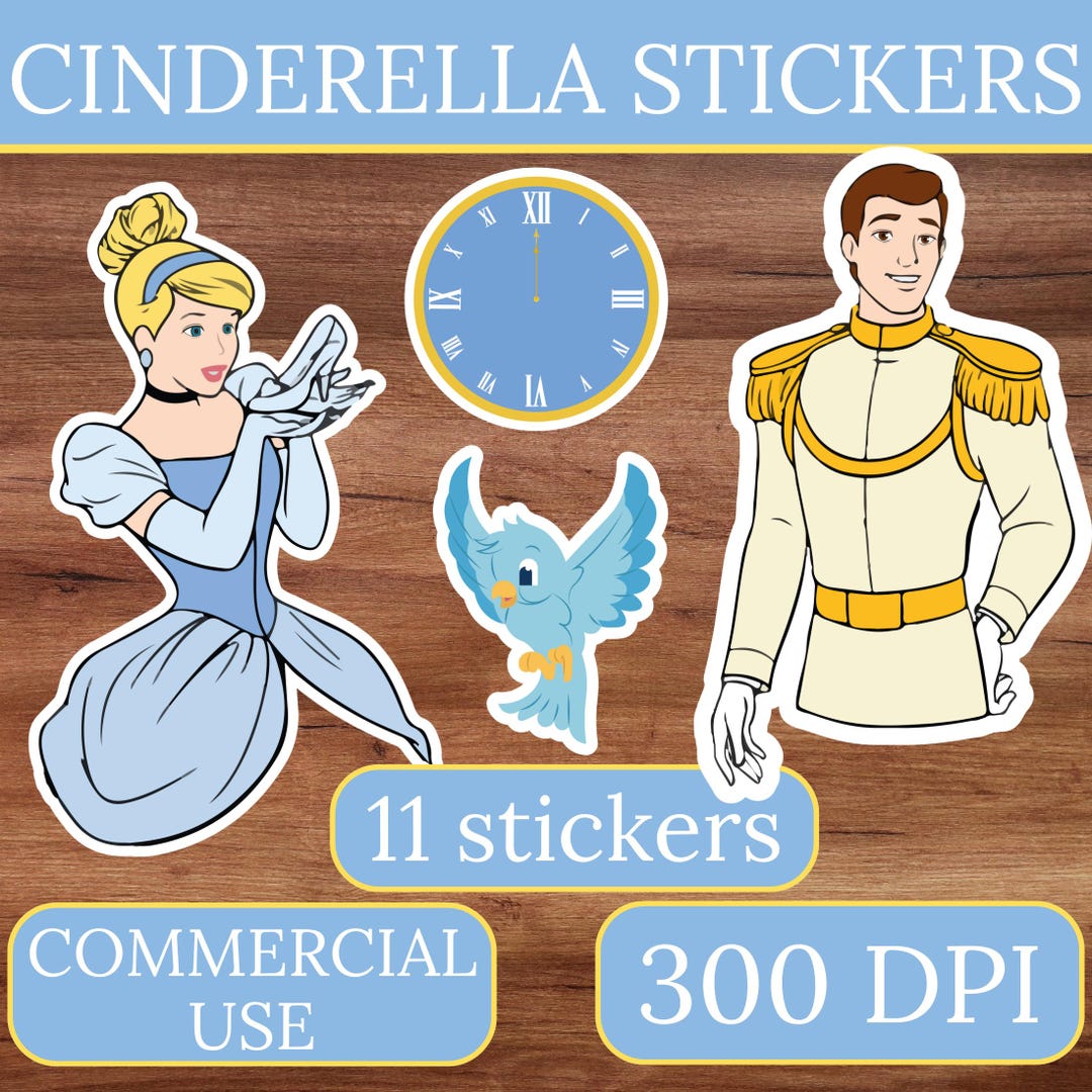 Disney Princess Digital Stickers, Cinderella Bookish Sticker Bundle ...