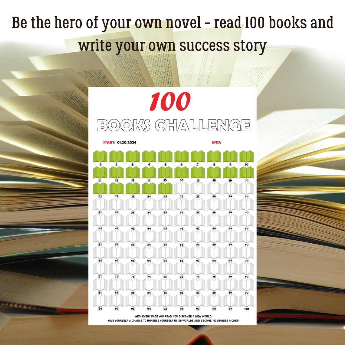 100 Books Challenge, Printable Reading Journal, Reading Tracker, Books ...